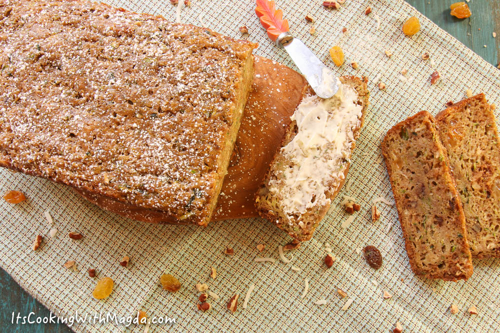 Zucchini Bread with Coconut Flakes, Raisins and Nuts | It's Cooking ...
